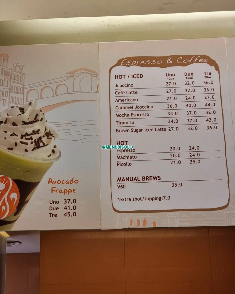 Buku Harga Menu JCO Solo Square - Buku Menu di Solo Terbaru