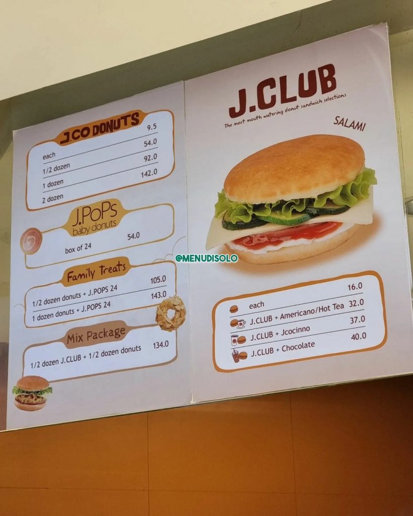 Buku Harga Menu JCO Solo Square - Buku Menu di Solo Terbaru