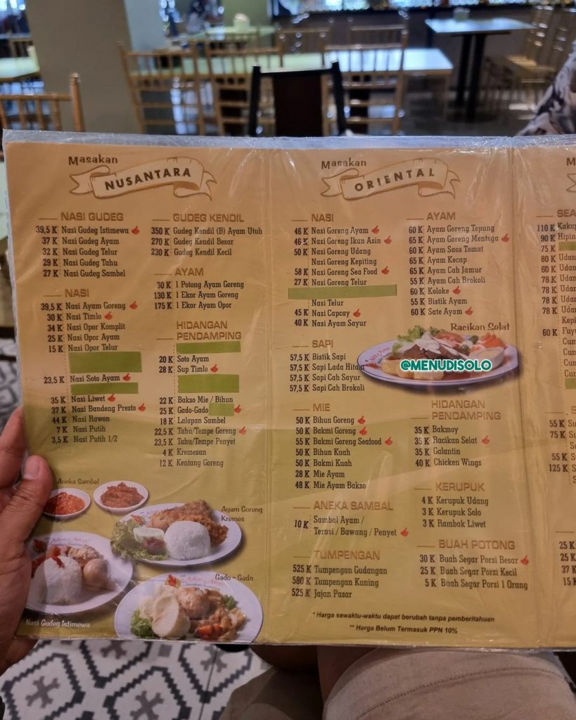 Buku Harga Menu Rumah Makan Adem Ayem Solo - Buku Menu di Solo Terbaru