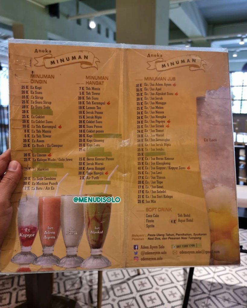 Buku Harga Menu Rumah Makan Adem Ayem Solo - Buku Menu di Solo Terbaru