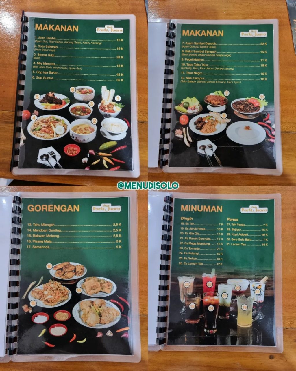 Buku Harga Menu Resto Pasti Juara di Solo - Buku Menu di Solo Terbaru
