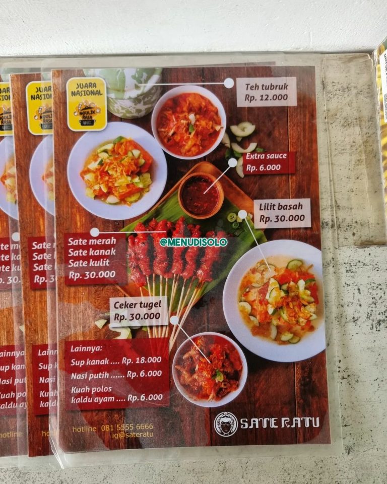 Buku Harga Menu Sate Ratu di Jogja - Buku Menu di Solo Terbaru