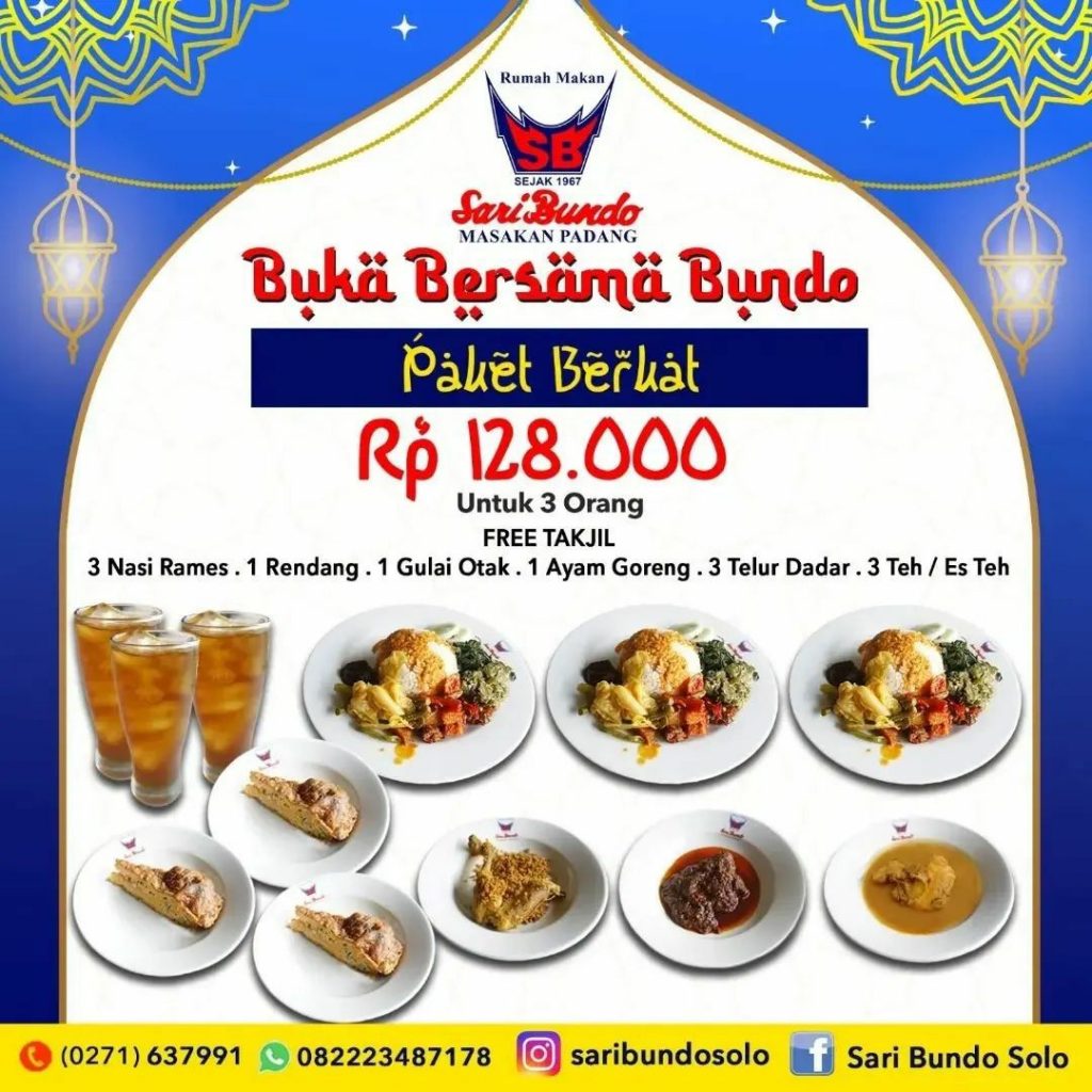 Buku Menu Buka Puasa 2023 Sari Bundo di Solo - Buku Menu di Solo Terbaru