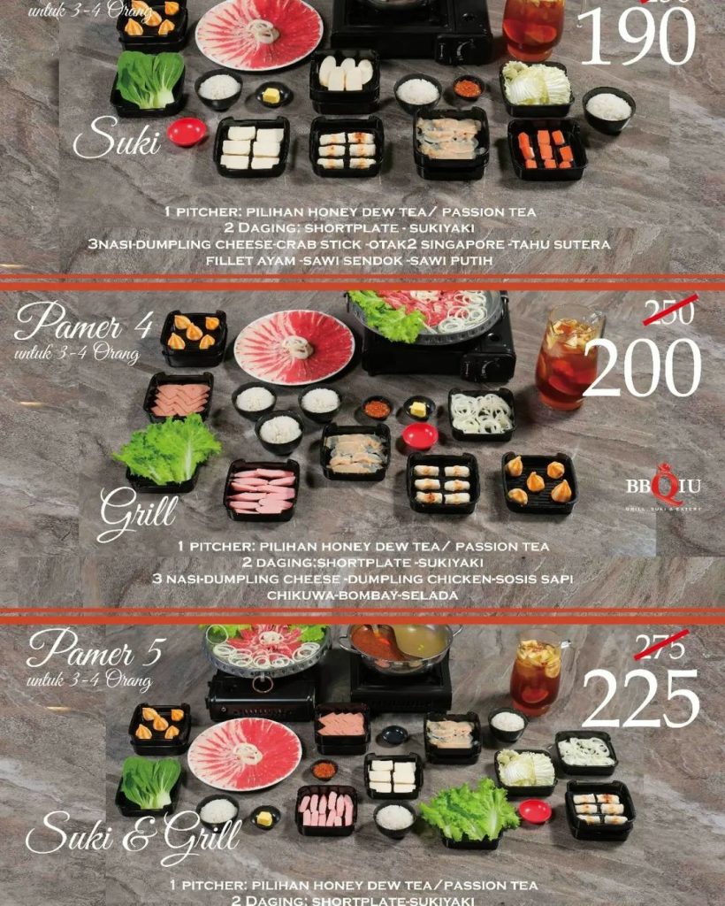 Harga Menu Bukber 2023 BBQIU Grill di Solo - Buku Menu di Solo Terbaru