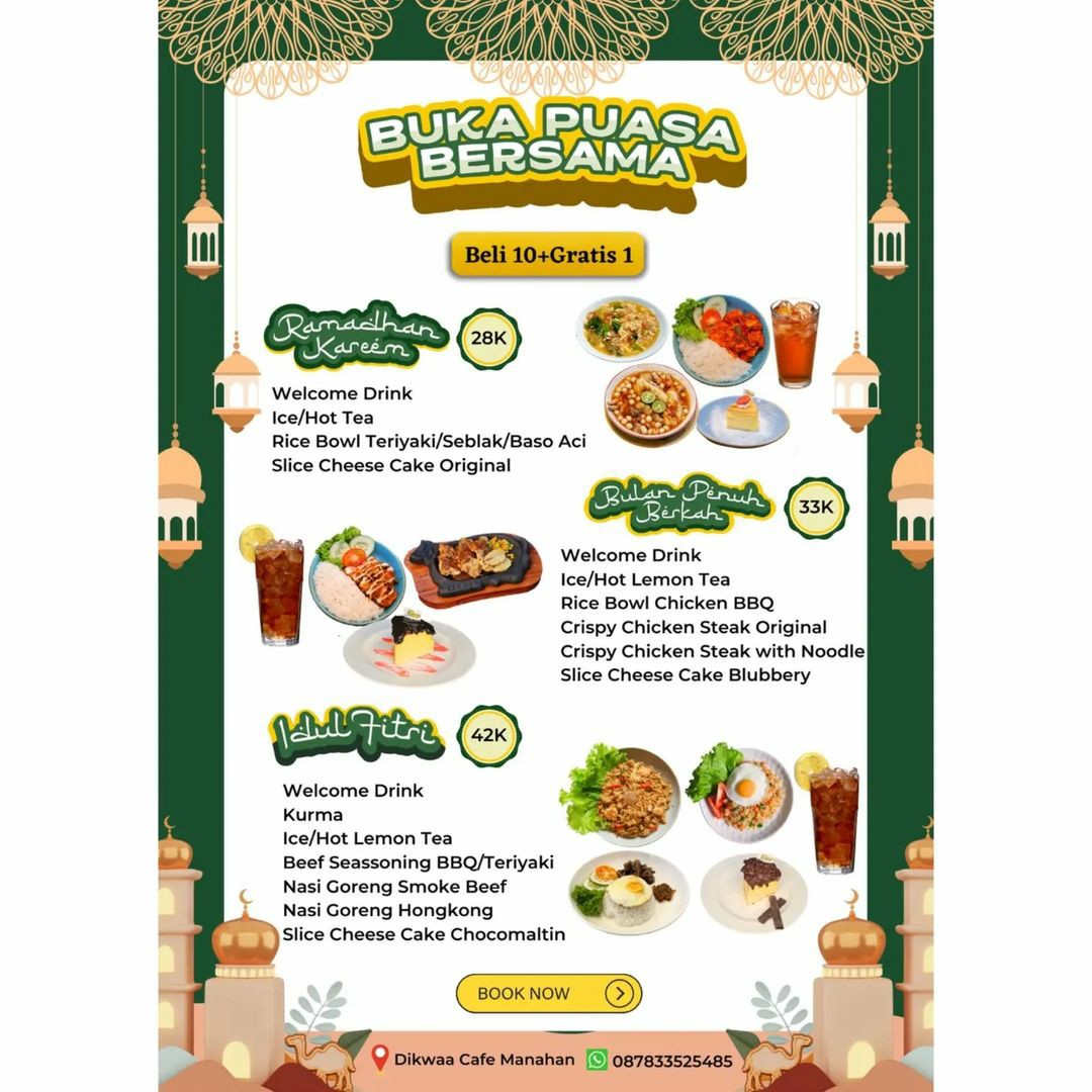 Harga Menu Bukber 2023 Dikwaa Cafe Manahan Solo - Buku Menu di Solo Terbaru