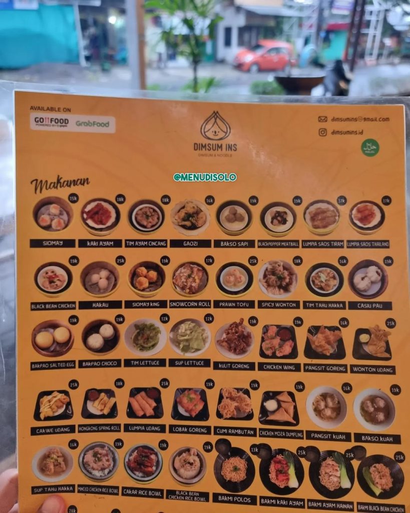 Harga Menu Bukber Dimsum Ins Solo - Buku Menu di Solo Terbaru