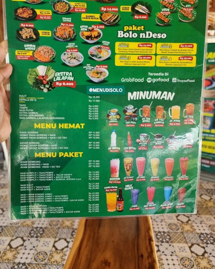 Buku Harga Menu Ayam Goreng Kuning Cak Gembong Solo Terbaru - Buku Menu ...