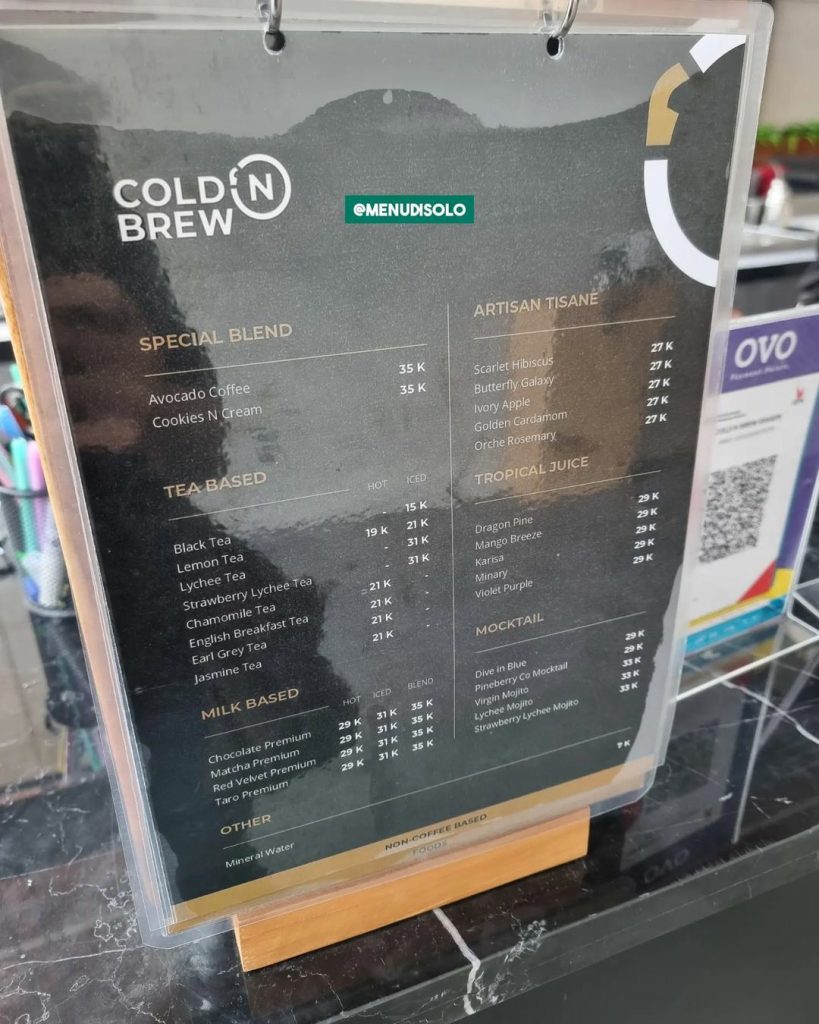 Buku Harga Menu Cold N Brew Sragen - Buku Menu di Solo Terbaru