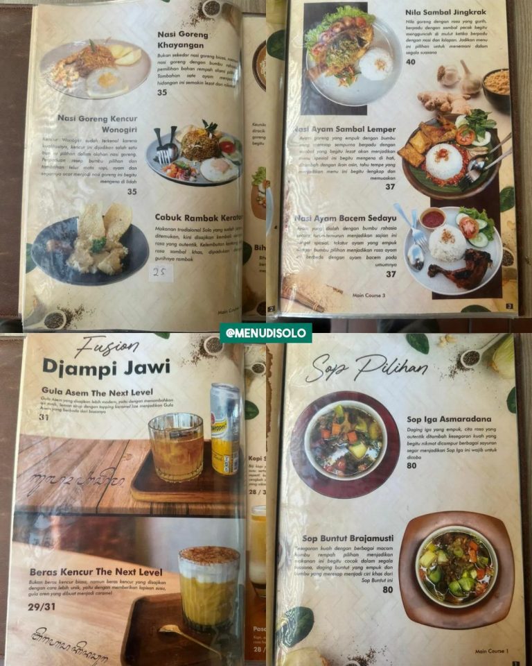 Buku Harga Menu Djampi Jawi di Solo - Buku Menu di Solo Terbaru