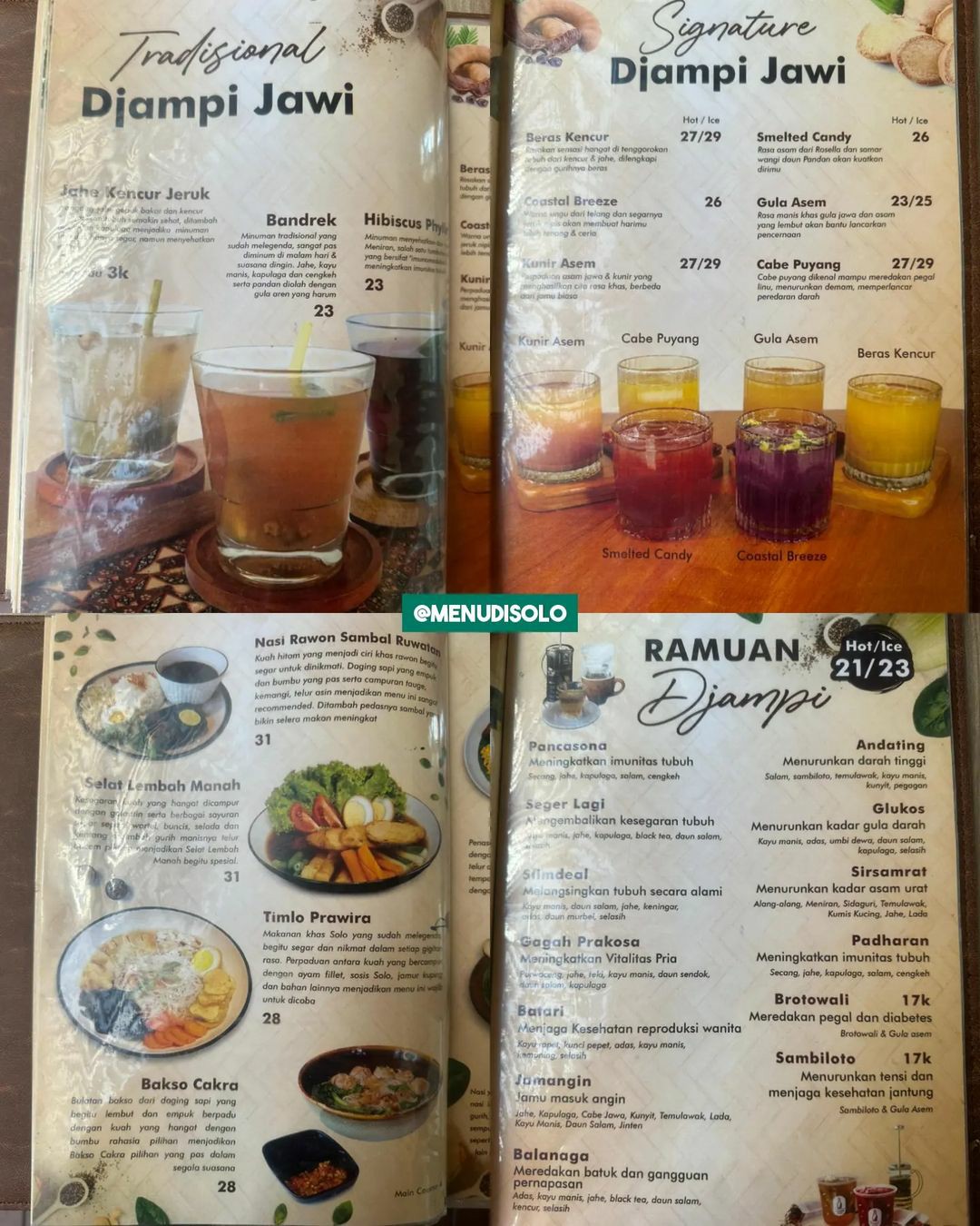 Buku Harga Menu Djampi Jawi di Solo - Buku Menu di Solo Terbaru