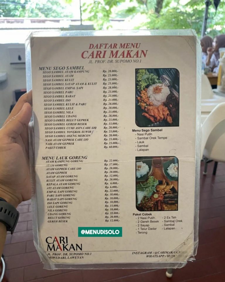 Buku Harga Menu Warung Cari Makan Solo - Buku Menu di Solo Terbaru