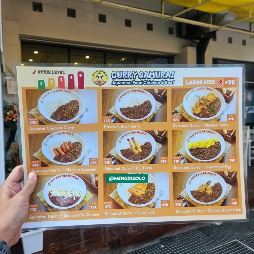 Buku Harga Menu Curry Samurai Boyolali - Buku Menu di Solo Terbaru