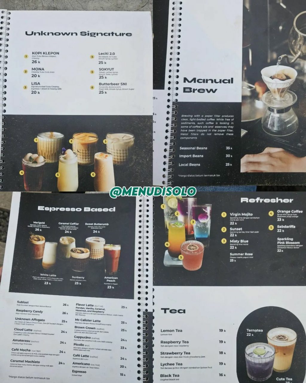 Buku Harga Menu Unknown Coffee di Solo - Buku Menu di Solo Terbaru