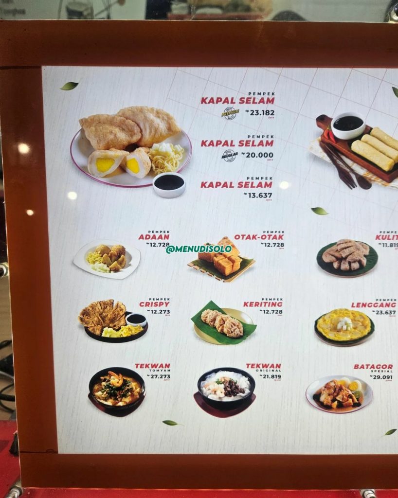 Buku Harga Menu Pempek Farina Solo Square - Buku Menu di Solo Terbaru
