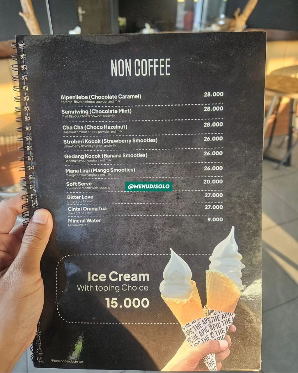 Buku Harga Menu Baru The Apic Colomadu - Buku Menu di Solo Terbaru
