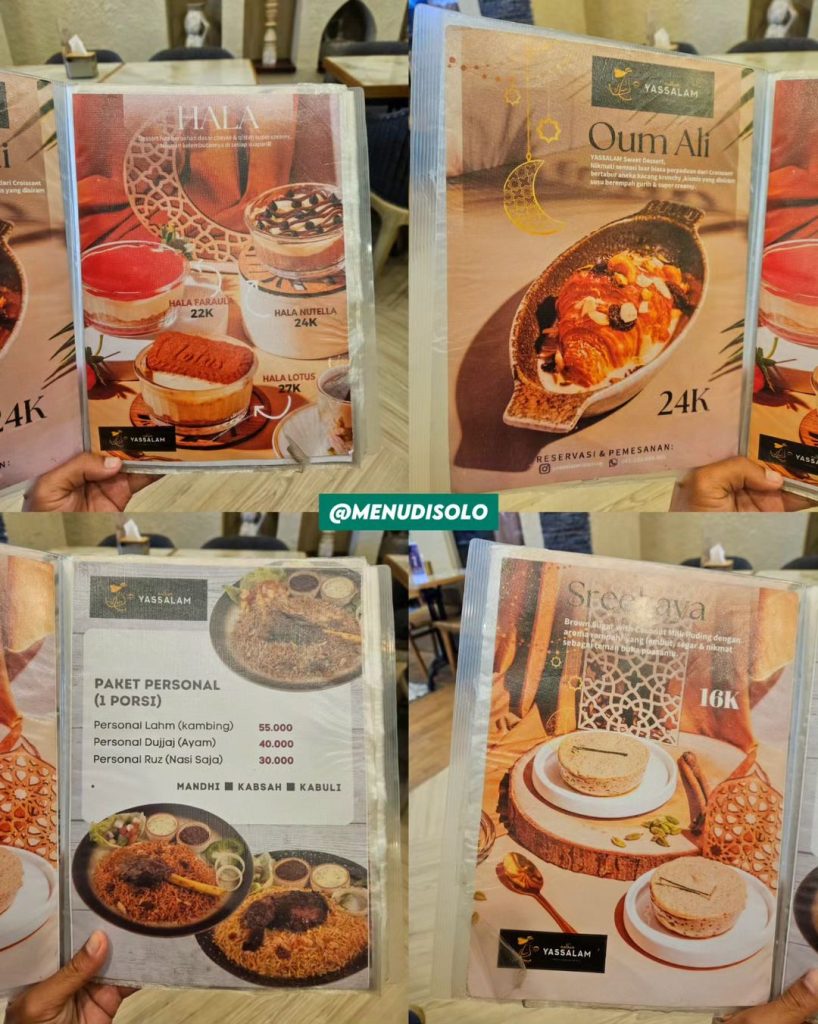 Buku Harga Menu Yassalam Catering Resto di Solo - Buku Menu di Solo Terbaru