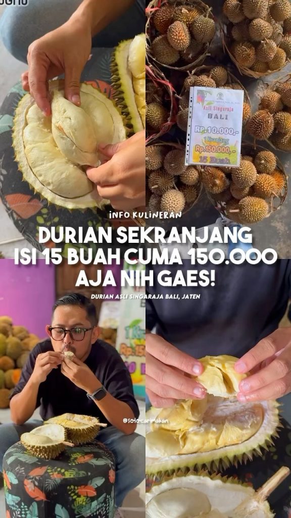 Buku Harga Menu Durian Singaraja Bali di Solo - Buku Menu di Solo Terbaru