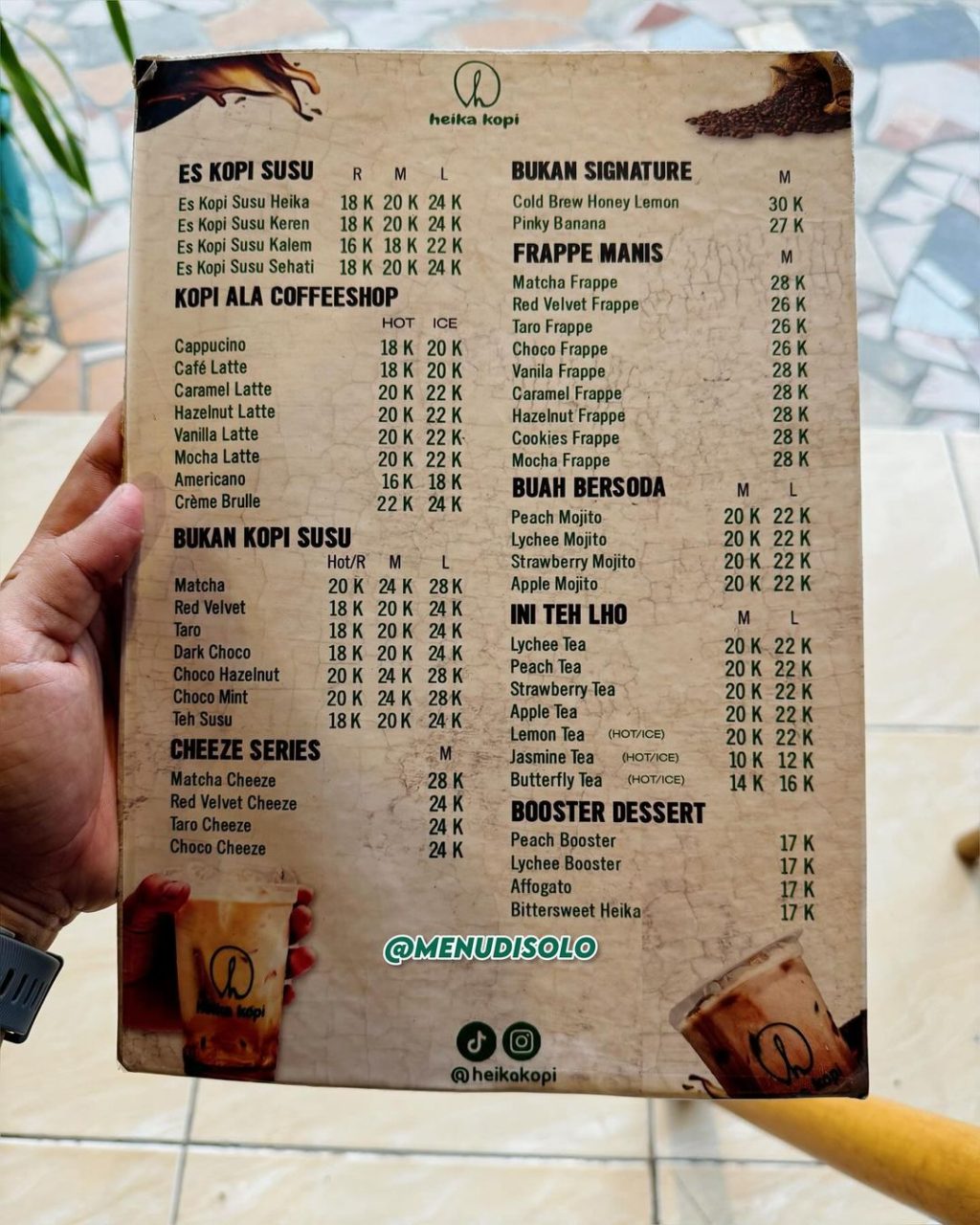 Buku Harga Menu Heika Kopi Solo Baru - Buku Menu di Solo Terbaru