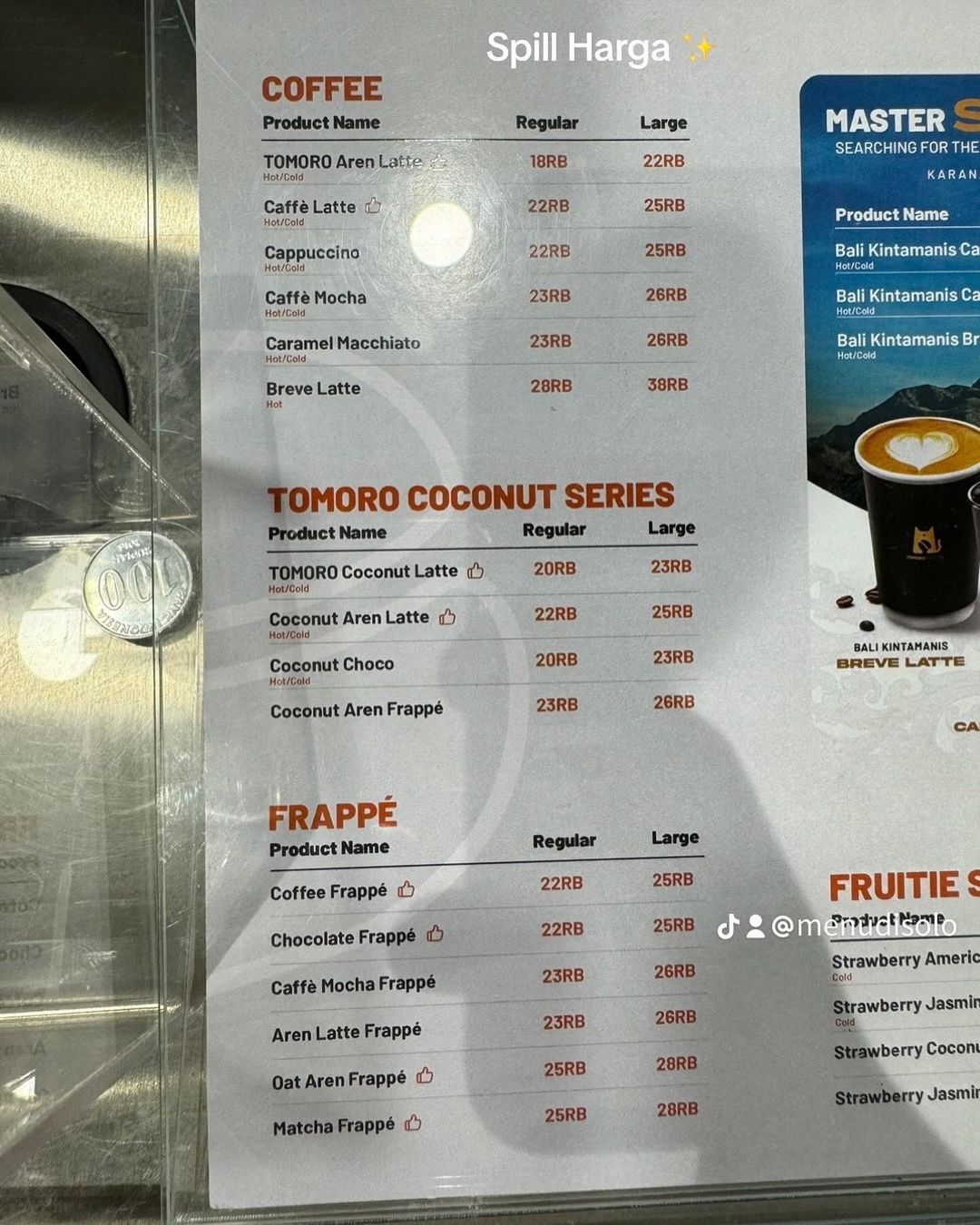 Buku Harga Menu Tomoro Coffee Pakuwon Mall Solo Baru - Buku Menu di ...