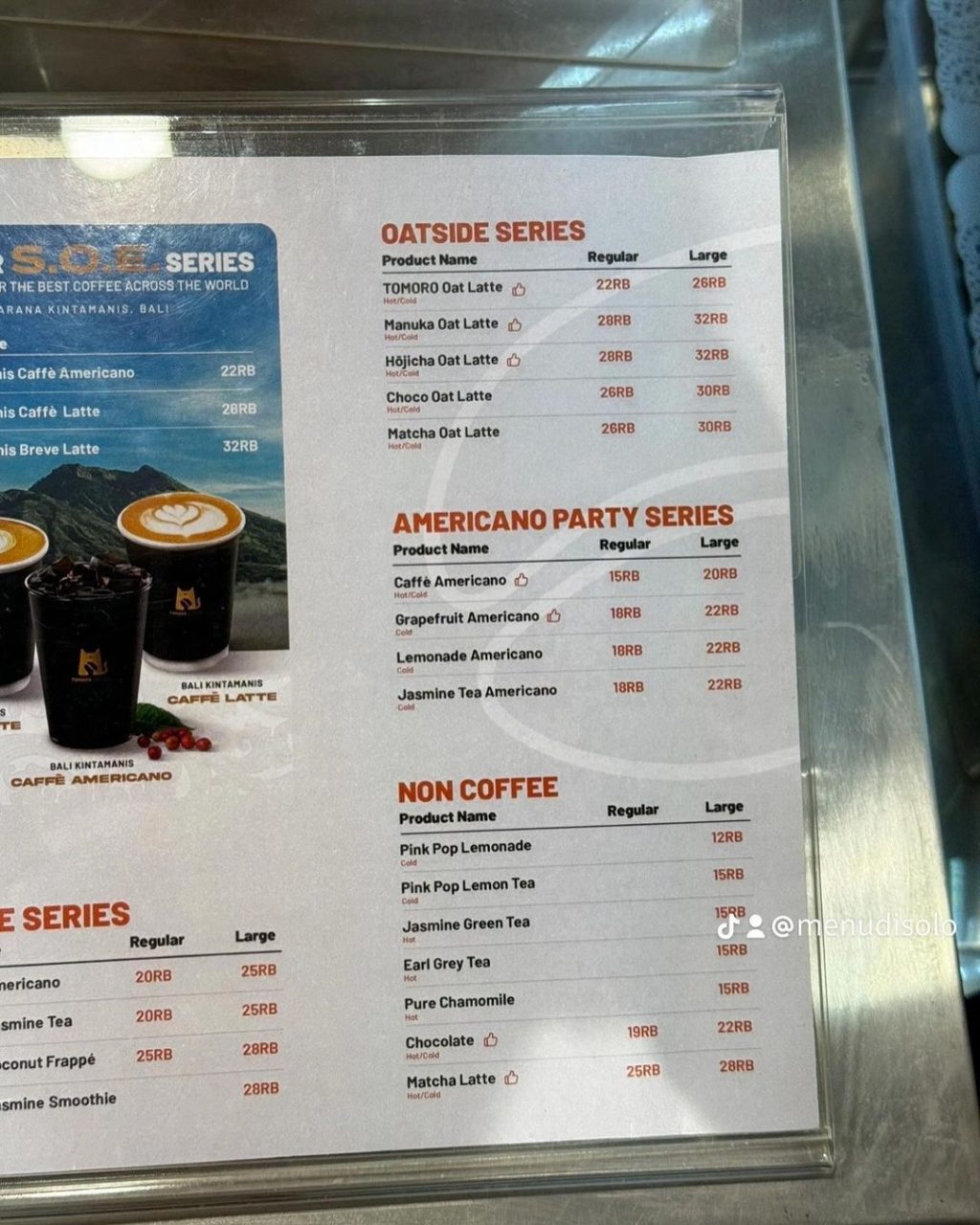 Buku Harga Menu Tomoro Coffee Pakuwon Mall Solo Baru - Buku Menu di ...