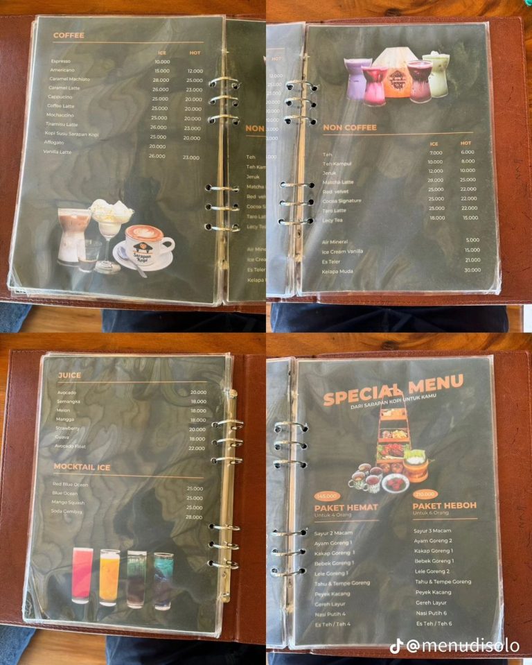 Buku Harga Menu Sarapan Kopi Resto Baki Sukoharjo - Buku Menu di Solo ...