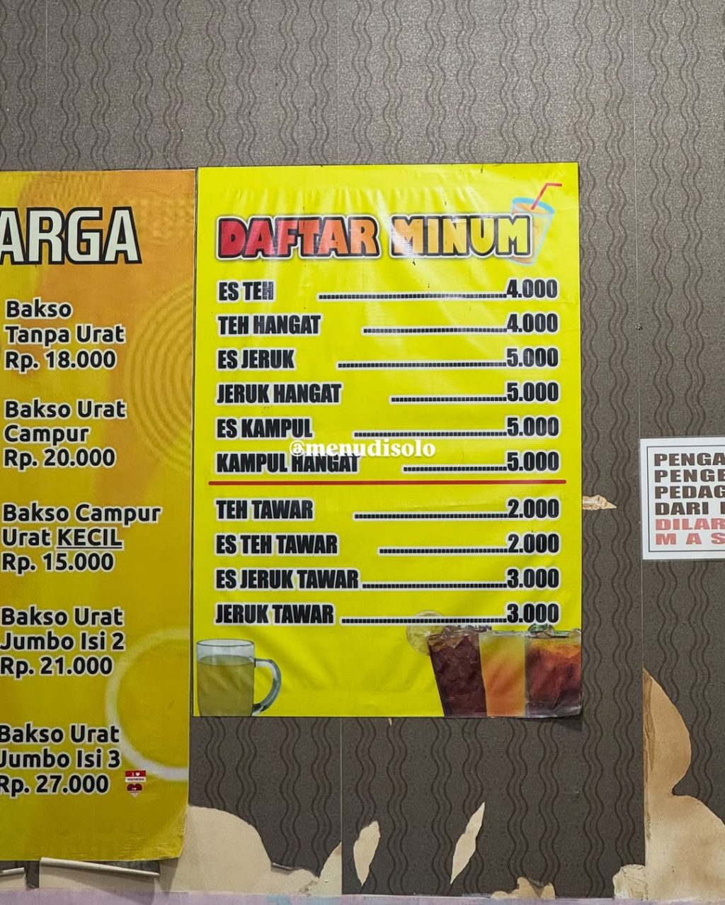 Buku Harga Menu Mie Ayam Bakso Pakdhe Gatot Subroto Solo - Buku Menu di ...